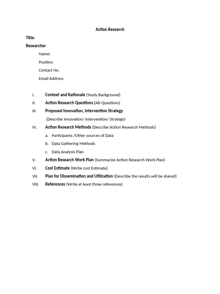 Action Research Template | PDF