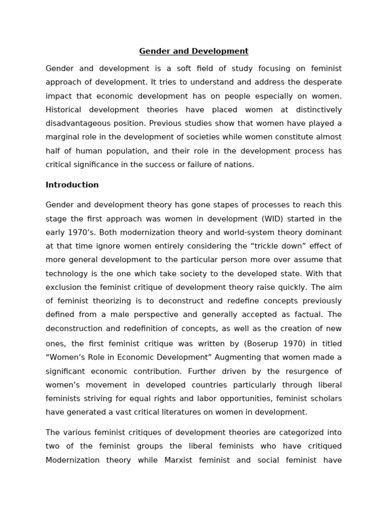 Gender and Development | PDF | Intersectionality | Gender And Development