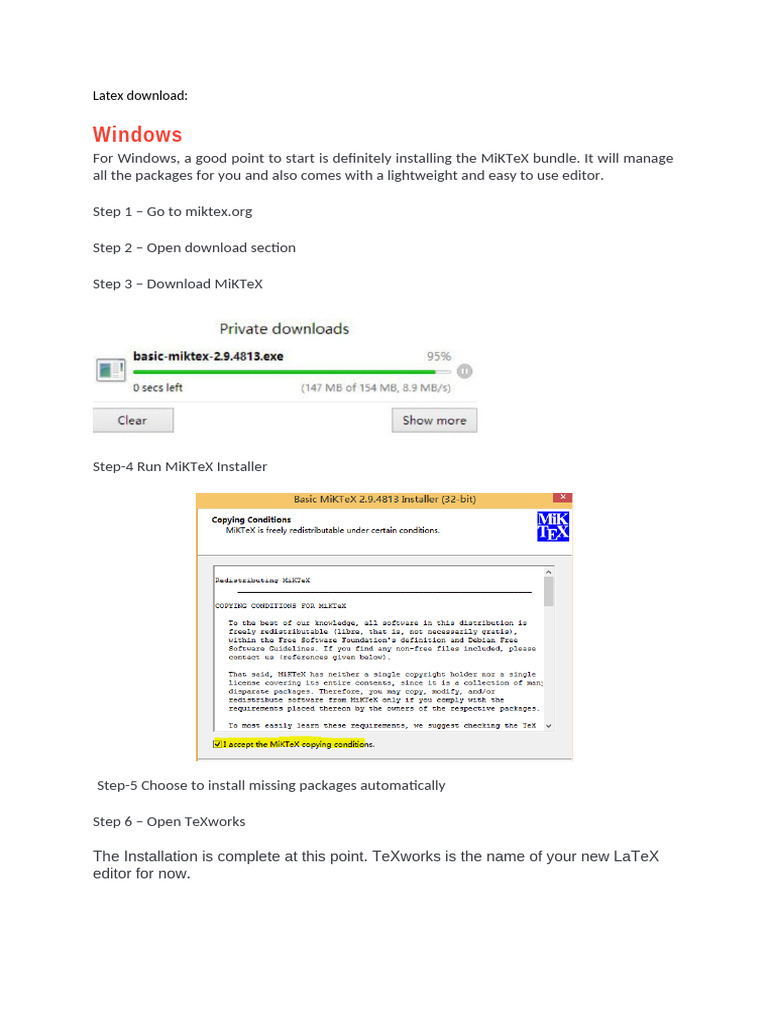 Install MiKTeX for LaTeX on Windows | PDF
