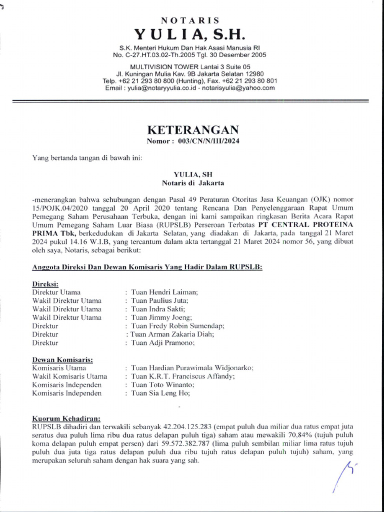 Summary of Egm Results 21 March 2024 | PDF