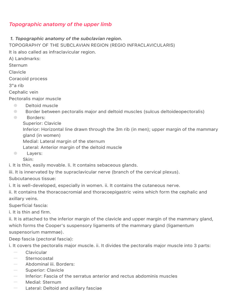 Topographic Anatomy of the Upper Limb | PDF | Elbow | Arm
