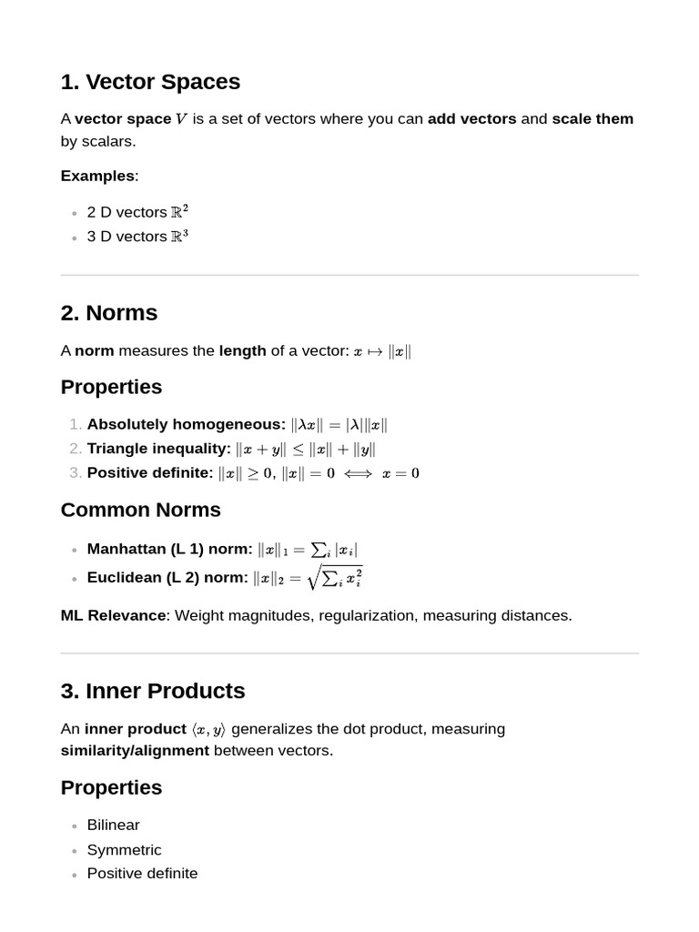 Vector Spaces and Geometry for Machine Learning | PDF | Norm ...