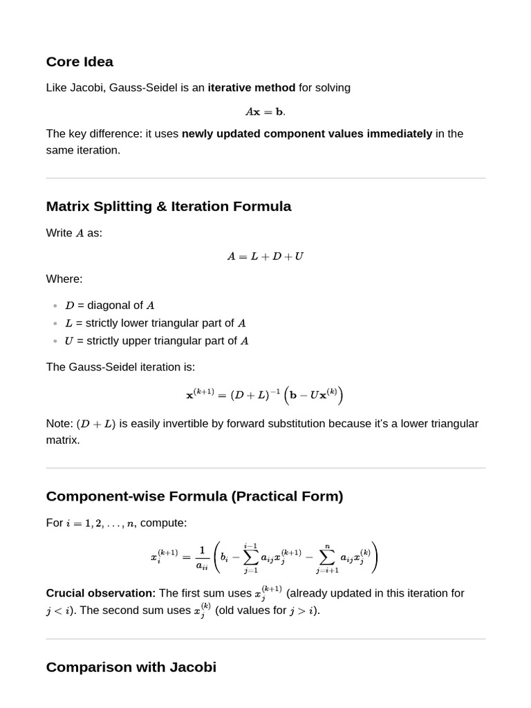 Gauss Seidel | PDF | Matrix Theory | Algorithms And Data Structures