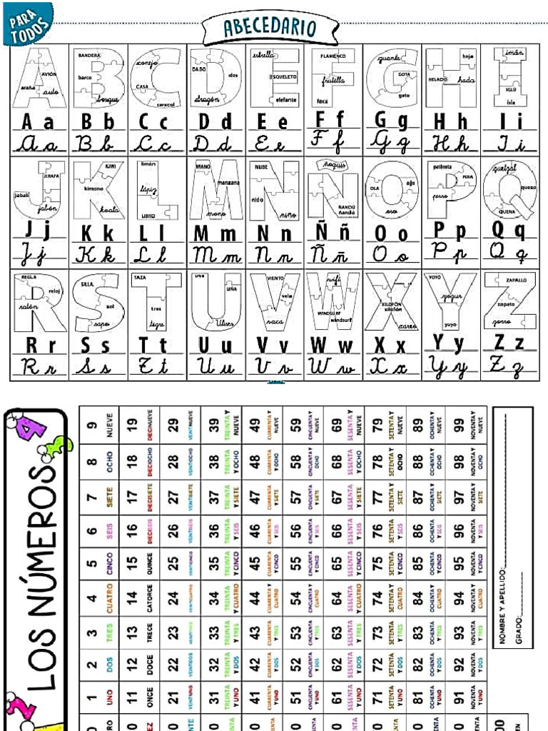 Abecedario y Cuadro de Números | PDF