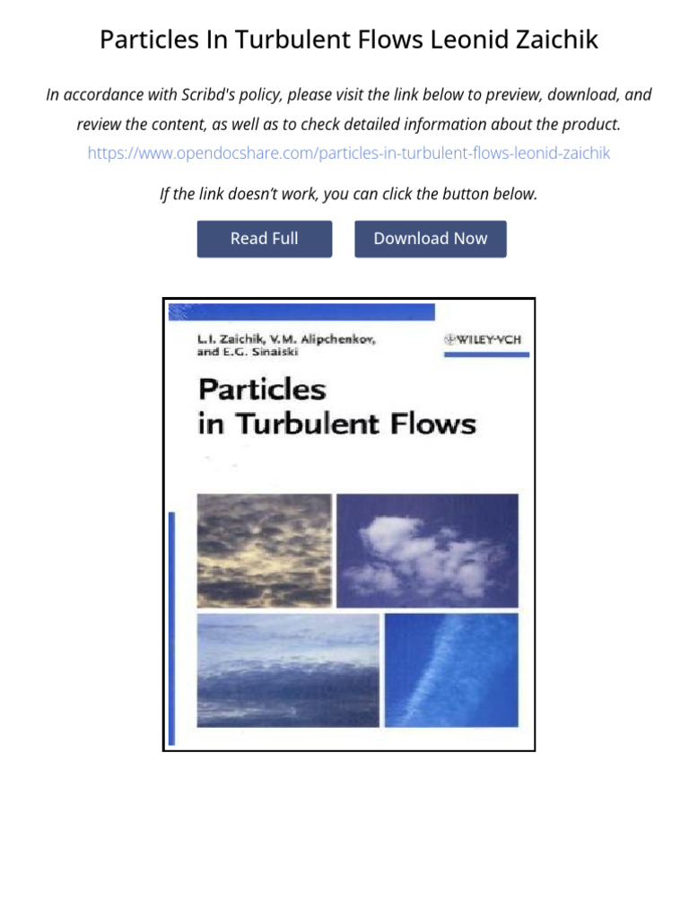 Particles in turbulent flows Leonid Zaichik | PDF | Turbulence | Shear ...