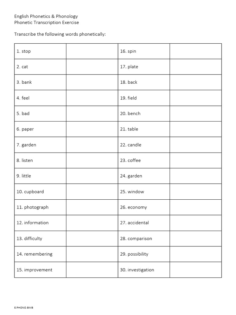 Phonetic Transcription Exercise | PDF