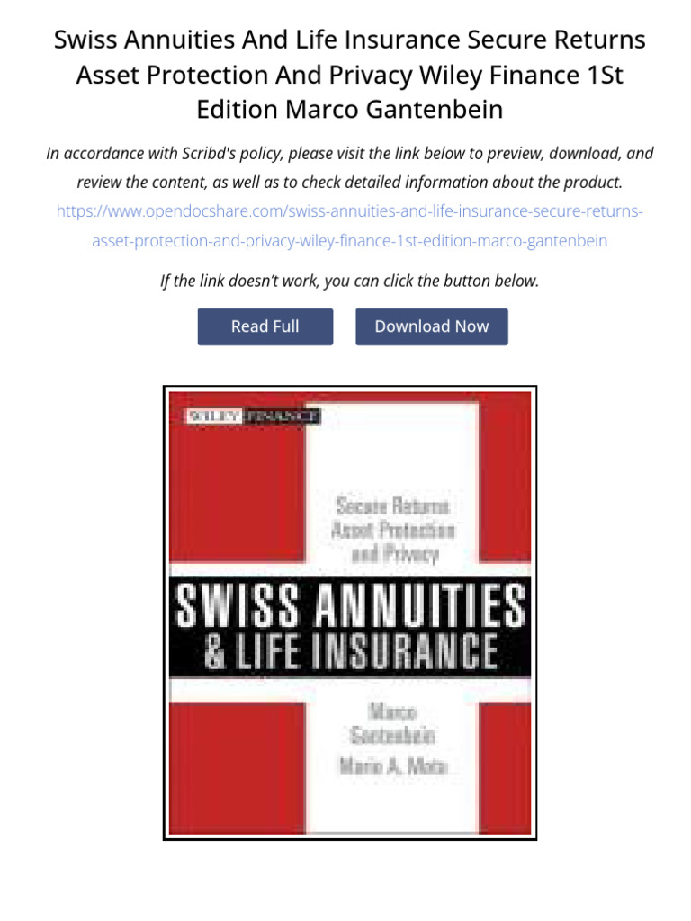 Swiss Annuities and Life Insurance Secure Returns Asset Protection and ...