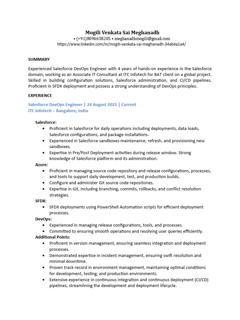Salesforce DevOps Engineer Profile | PDF | Software Development Process ...