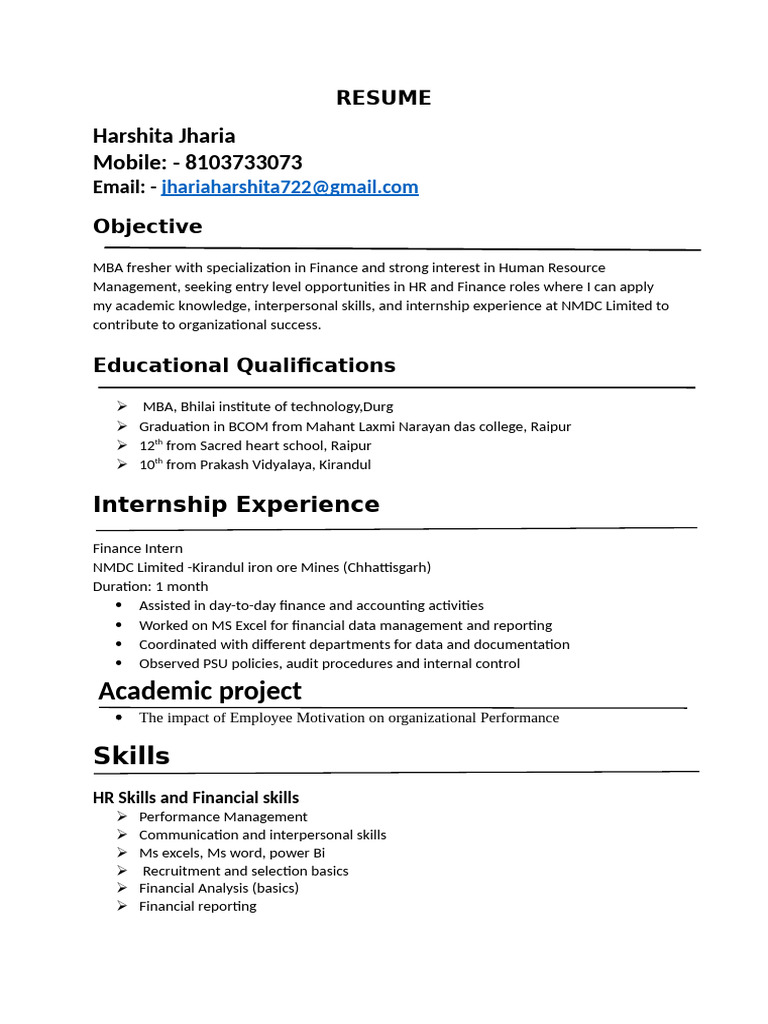 Harshita Jharia Resume Final | PDF