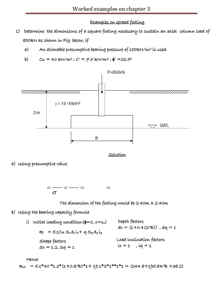 Spread Footing Design Examples | PDF | Structural Engineering ...