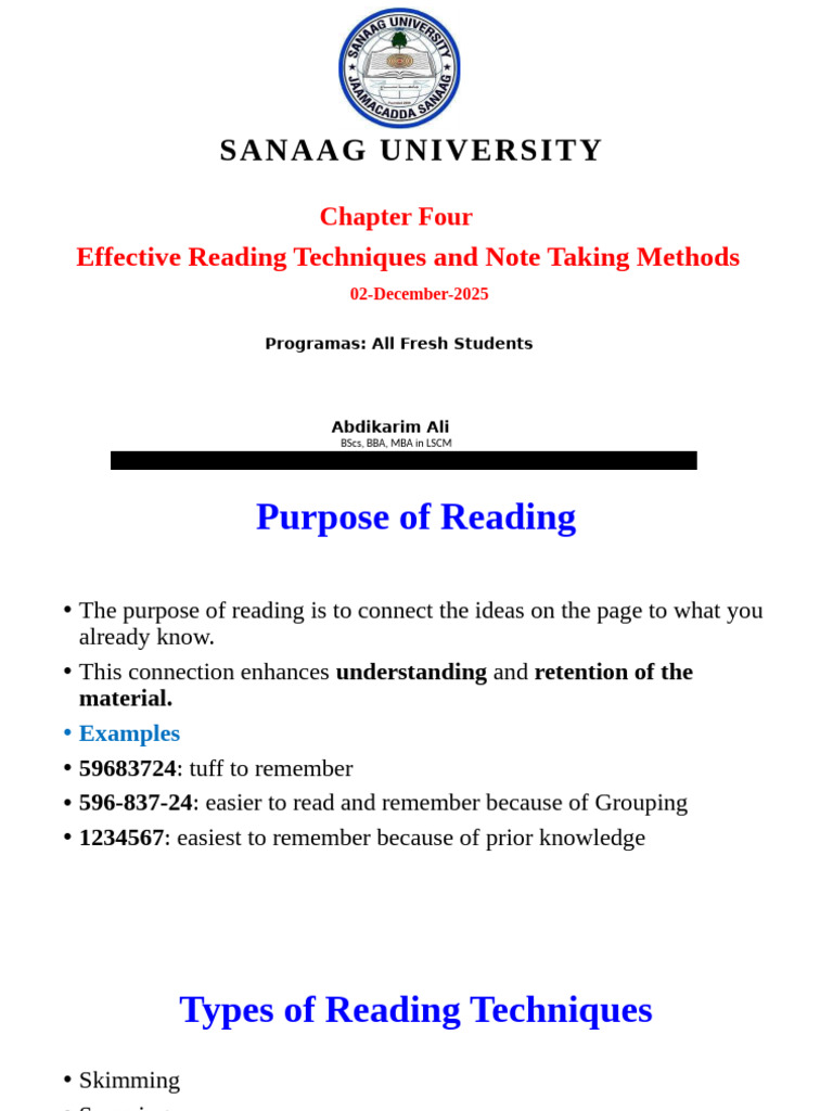 Ch4-Effective Reading Techniques | PDF | Speed Reading | Learning