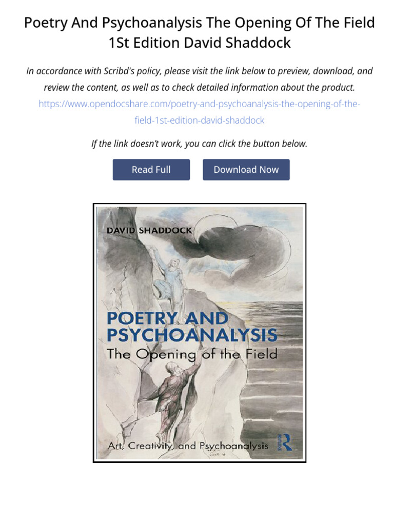 Poetry and Psychoanalysis The Opening of the Field 1st Edition David ...