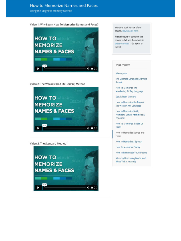 08-How To Memorize Names and Faces | PDF | Cognitive Science | Learning
