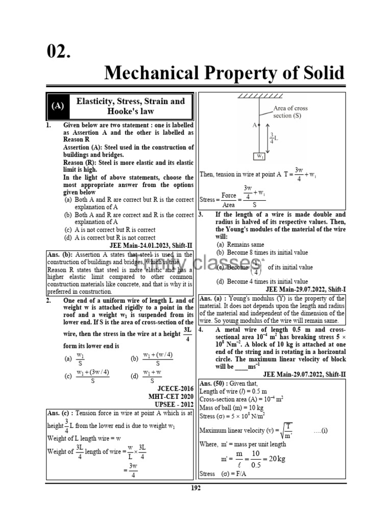 Mechanical Properties of Solids Explained | PDF | Elasticity (Physics ...