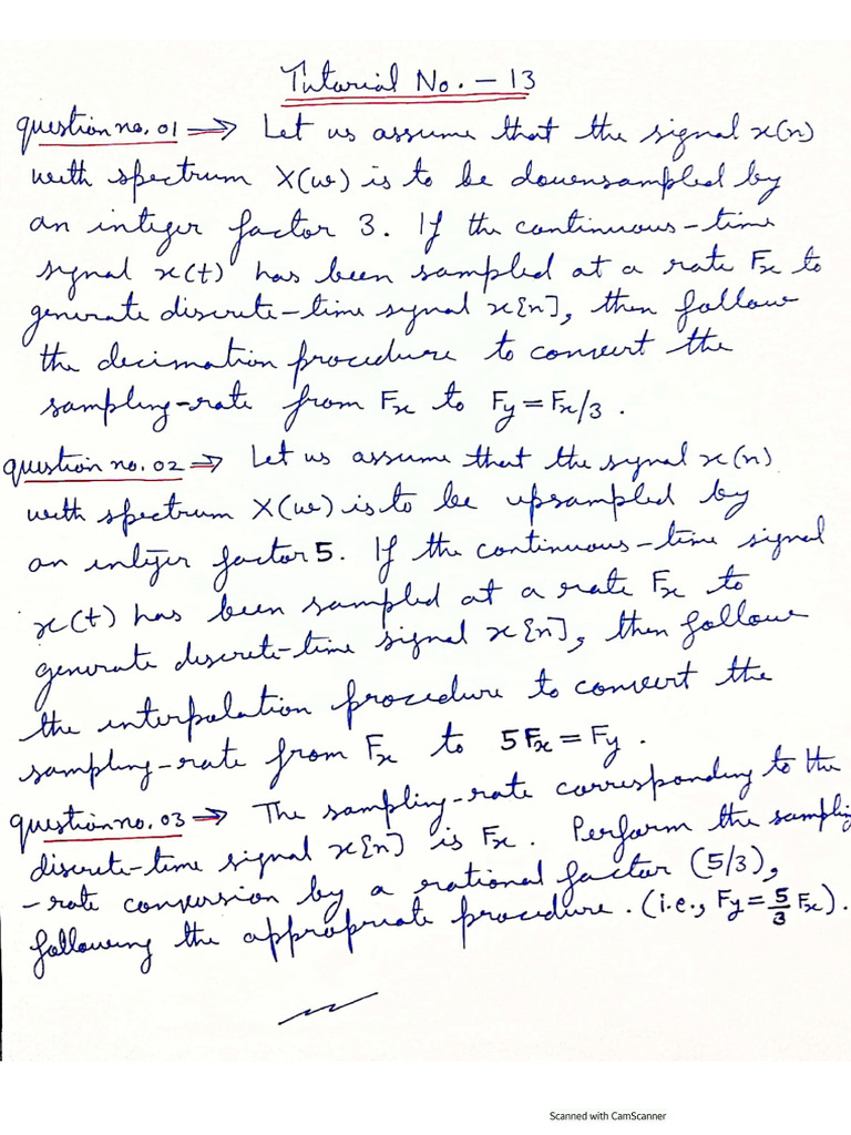 Revised DSP Tutorial Sheet No. 13 | PDF