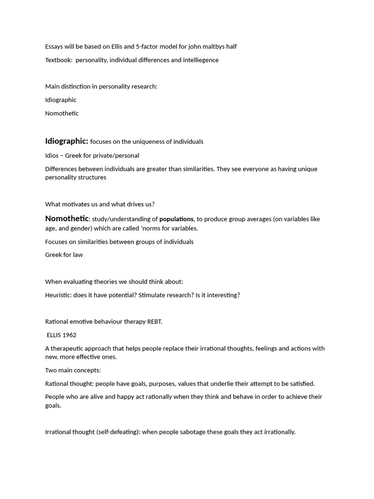 PSYCHO - personality John Maltby | PDF | Rational Emotive Behavior ...