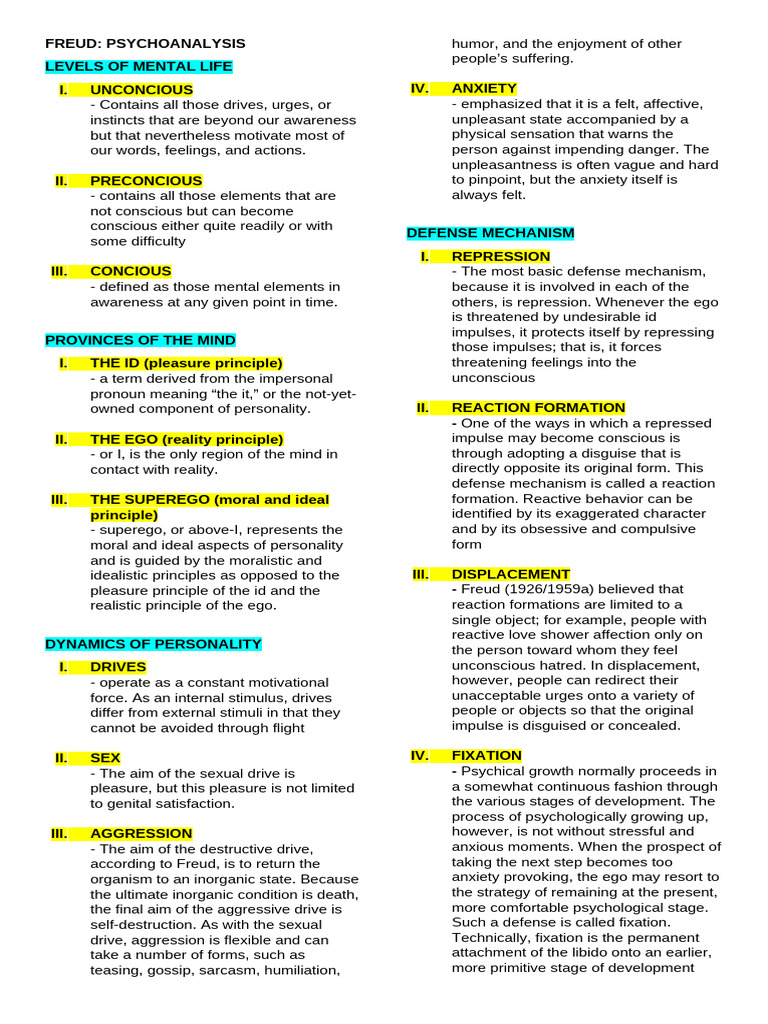 Theories of Freud | PDF | Unconscious Mind | Sigmund Freud