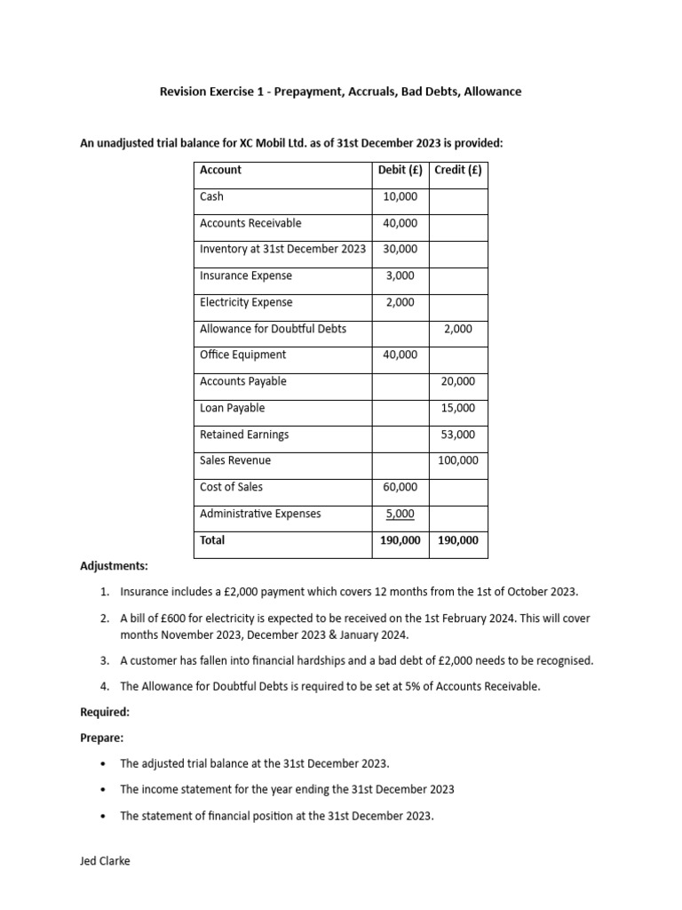 Adjusted Trial Balance & Financial Statements | PDF | Expense | Debits ...