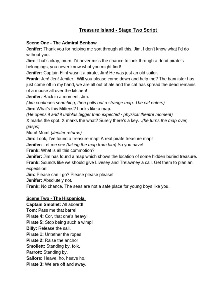 Treasure Island Stage Two Script | PDF