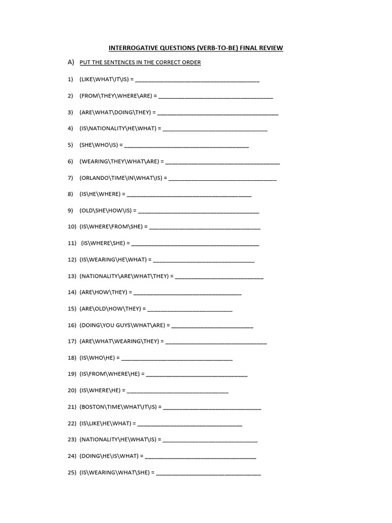 Interrogative Questions (Verb to Be) Ser e Estar v2 | PDF | Linguistics ...