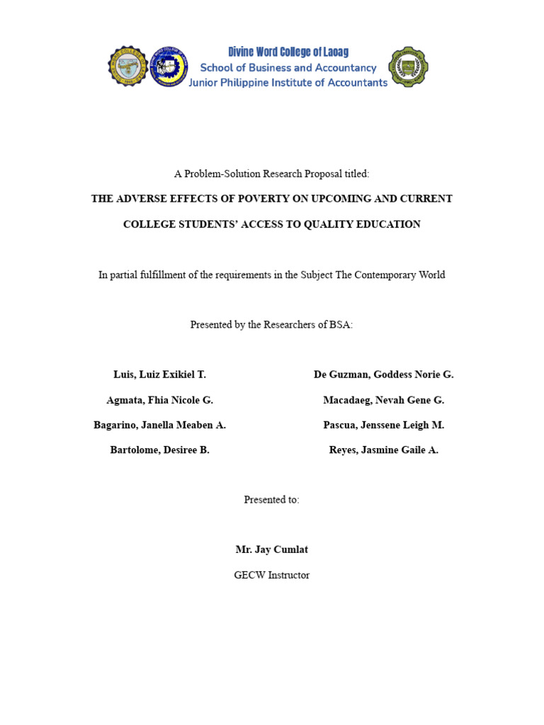 Problem-solution Research Gecw.pdf | PDF | Poverty | Poverty & Homelessness