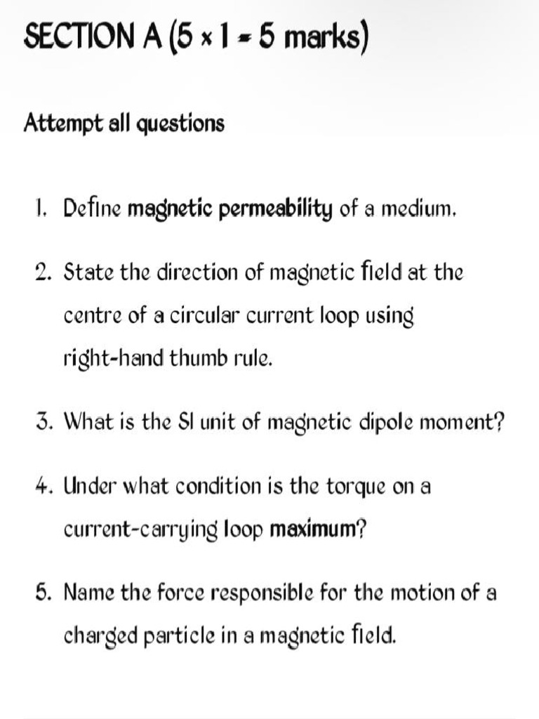 Magnetic Fields and Current Loops Exam | PDF | Magnetic Field ...
