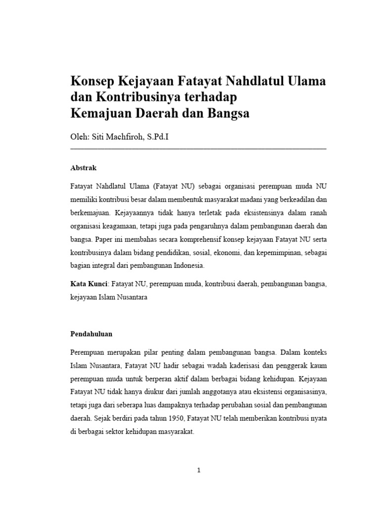 Kejayaan Fatayat NU dalam Pembangunan | PDF