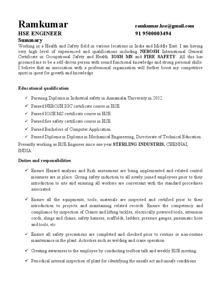 Hse Ram | PDF | Occupational Safety And Health | Safety