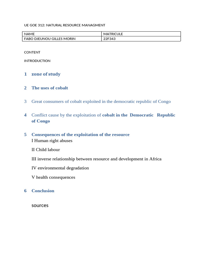 Cobalt Exploitation in DRC: Issues & Impact | PDF | Cobalt | Mining