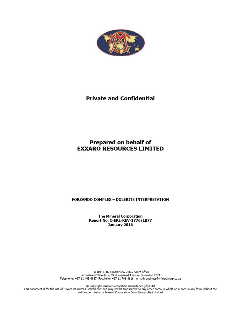 Mineral Corporation - ECC Dolerite Interpretation 2018.01.07 | PDF ...