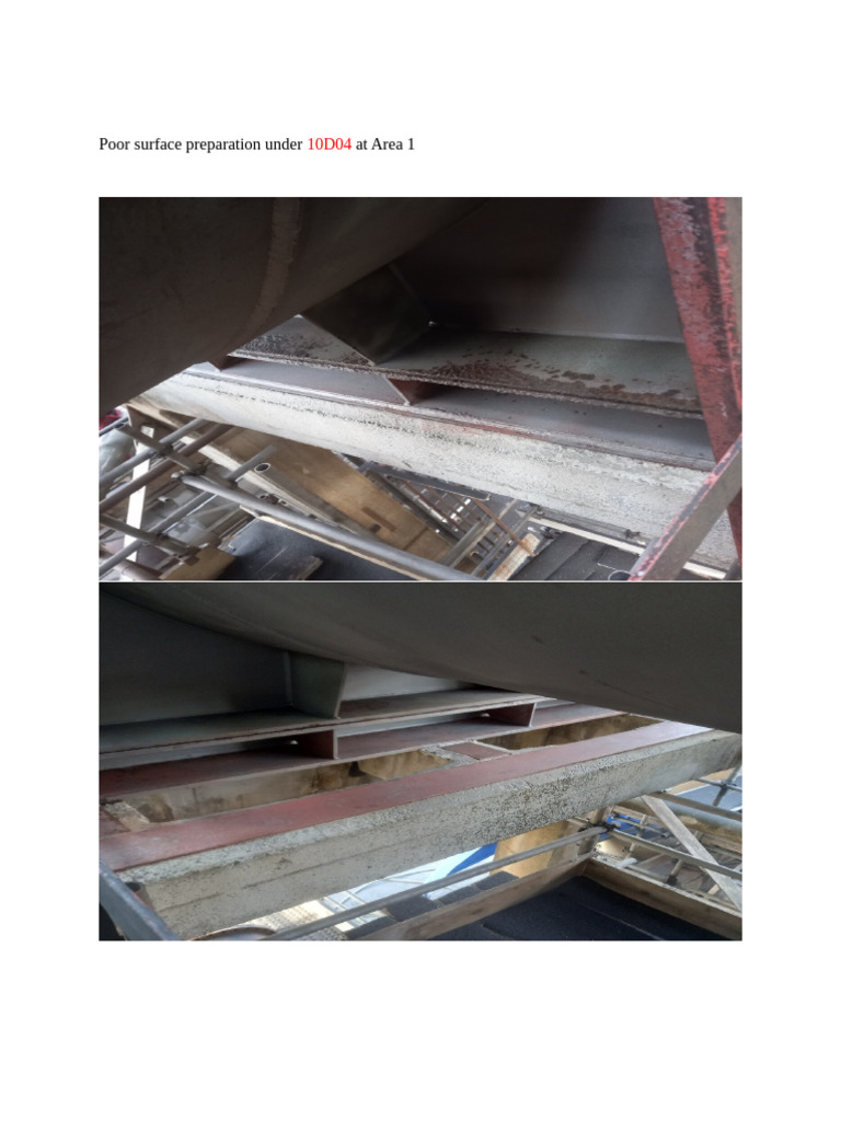 Poor Surface Preparation Under 10D04 at Area 1 | PDF
