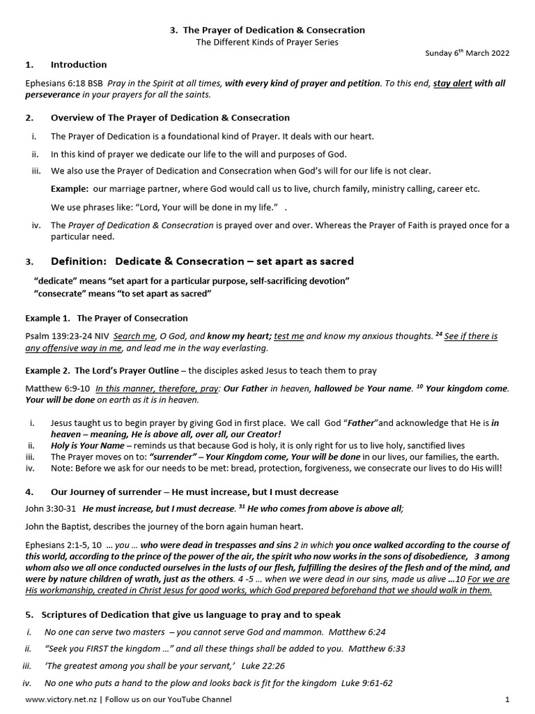 03 Prayer of Dedication & Consecration | PDF | Prayer | Christian ...