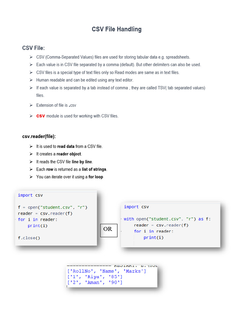 CSV File Handling and Python Usage | PDF | Comma Separated Values ...