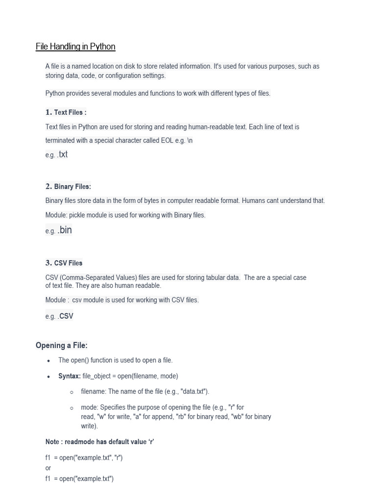 Notes Text File With Examples | PDF | Computer File | Comma Separated ...