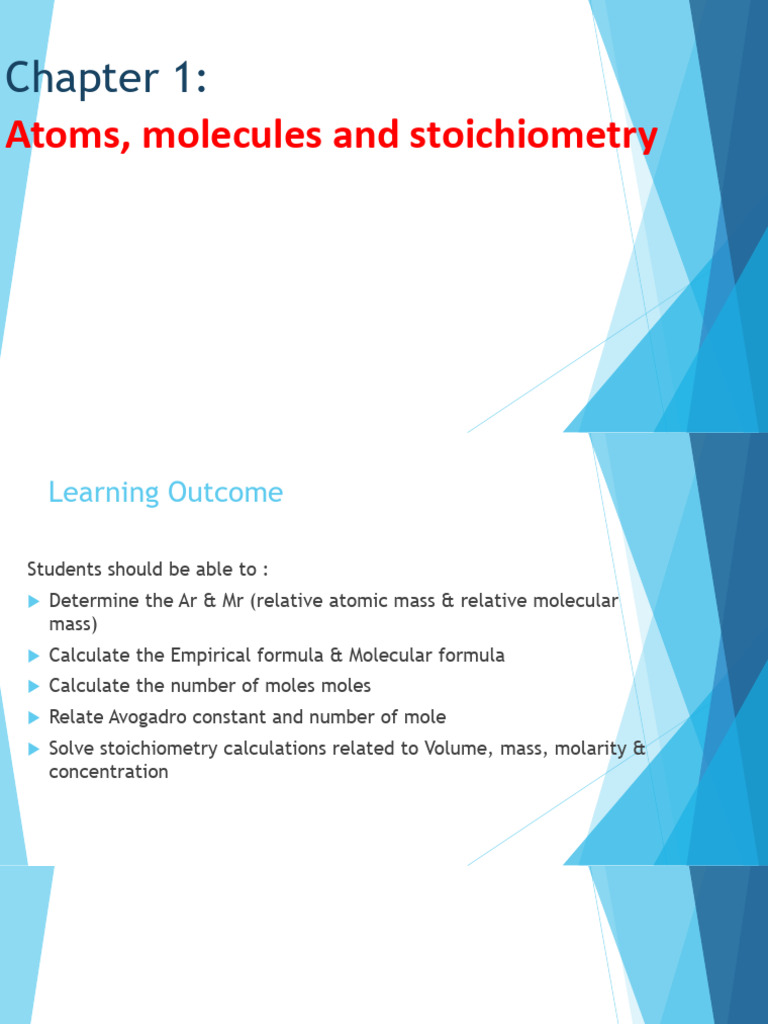 Part 1 and 2 Atoms, Molecules and Stoichiometry Emperical Formula ...