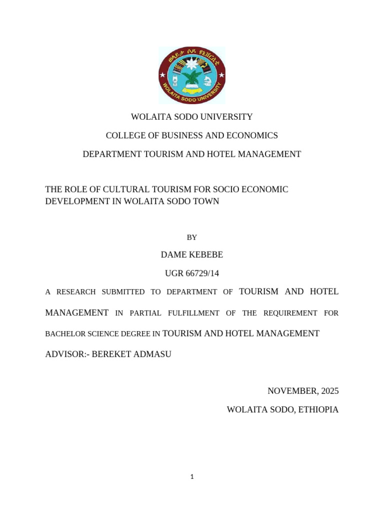 Dame Kebebe Paper | PDF | Tourism | Quantitative Research