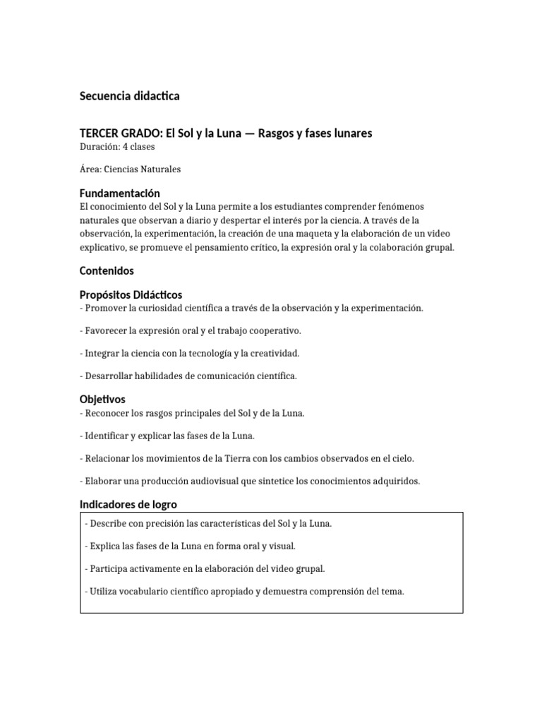 Plan_de_Clases_Sol_y_Luna_ | PDF | Luna | Dom
