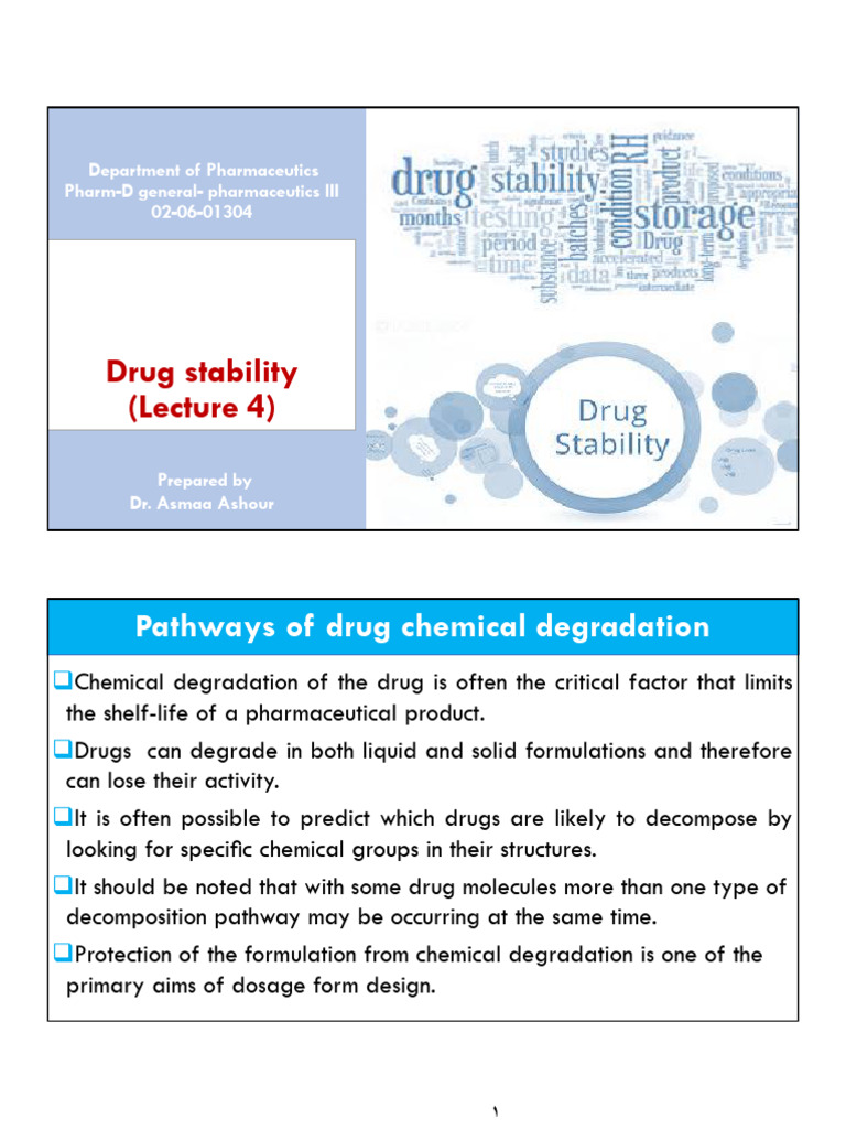 Drug Stability and Degradation Pathways | PDF | Amide | Antioxidant