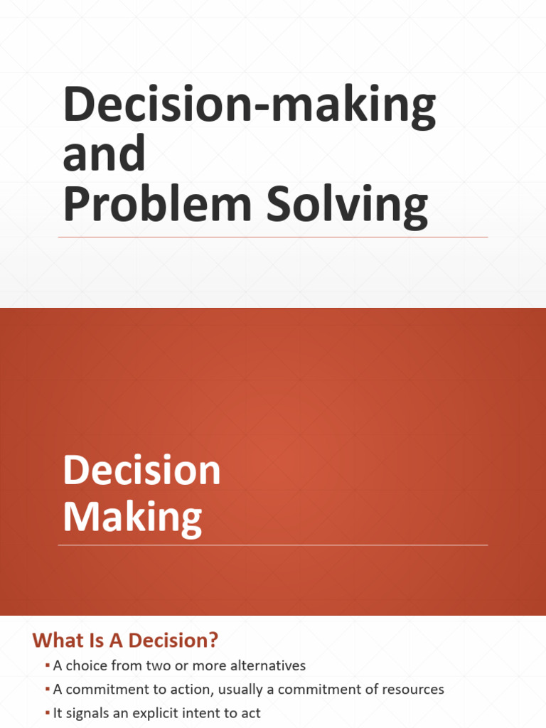 Decision Making & Problem Solving | PDF | Decision Making | Rationality