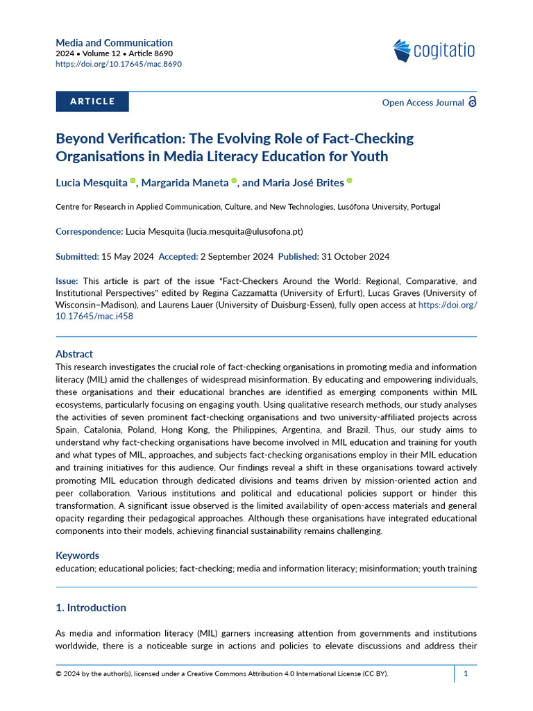 Beyond Verification: The Evolving Role of Fact Checking Organisations ...