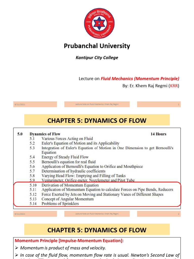 Chapter-5 Dynamics of Flow Part-4.Pptx | PDF | Fluid Mechanics | Gases