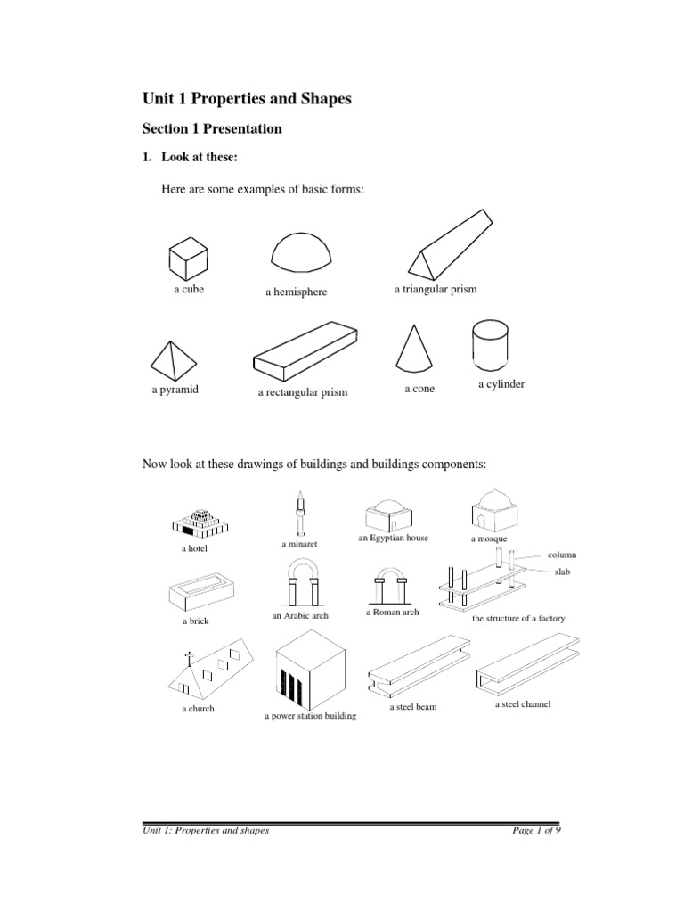 Properties and Shapes of Building Materials | PDF | Framing ...