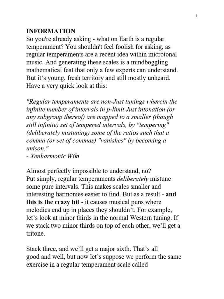 Exploring Regular Temperaments in Music | PDF | Interval (Music ...