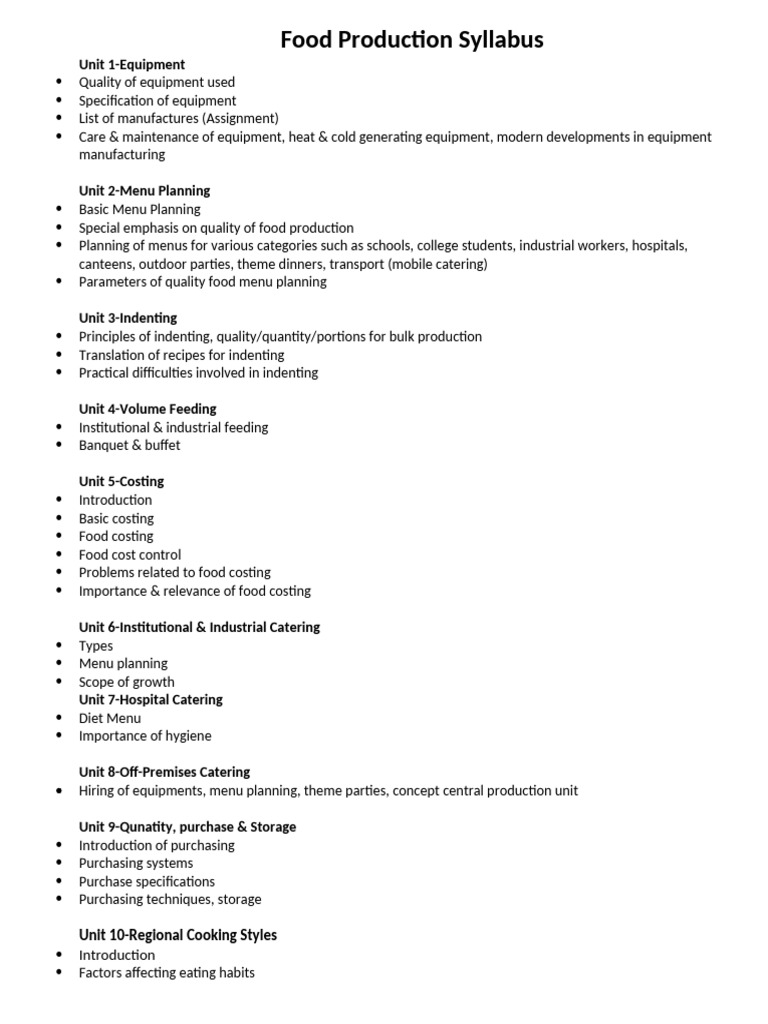 Food Production Notes | PDF | Cakes | Menu