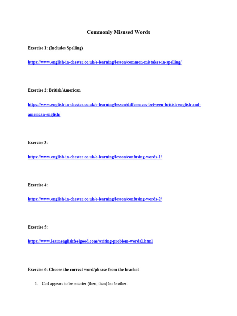 Commonly Misused Words | PDF