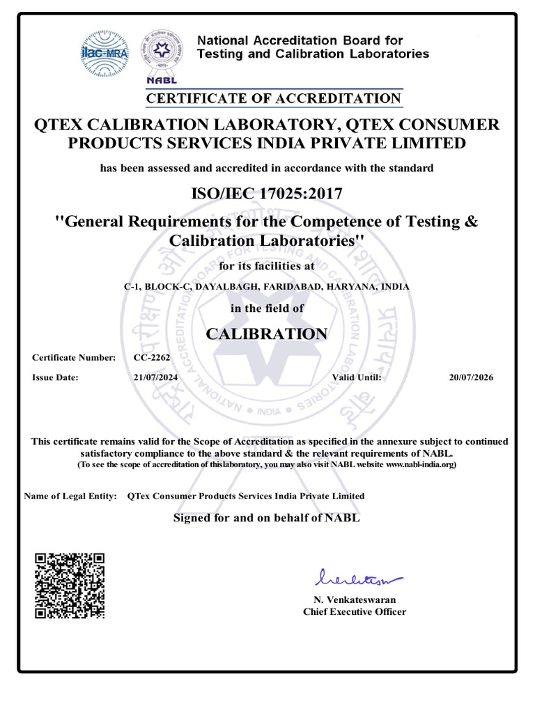 QTEX Calibration Laboratory ISO/IEC 17025 | PDF | Calibration | Volume