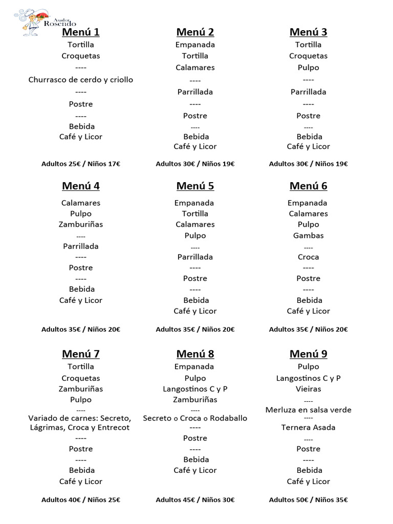 Menús 2025 | PDF | Parilla | Carne