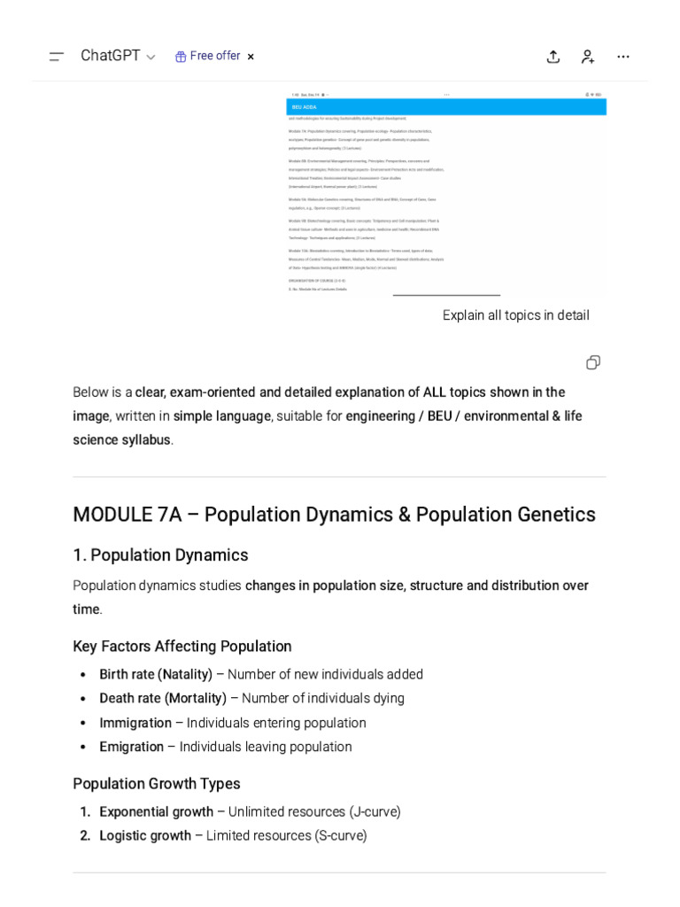 Population Dynamics & Environmental Management | PDF | Biostatistics | Gene