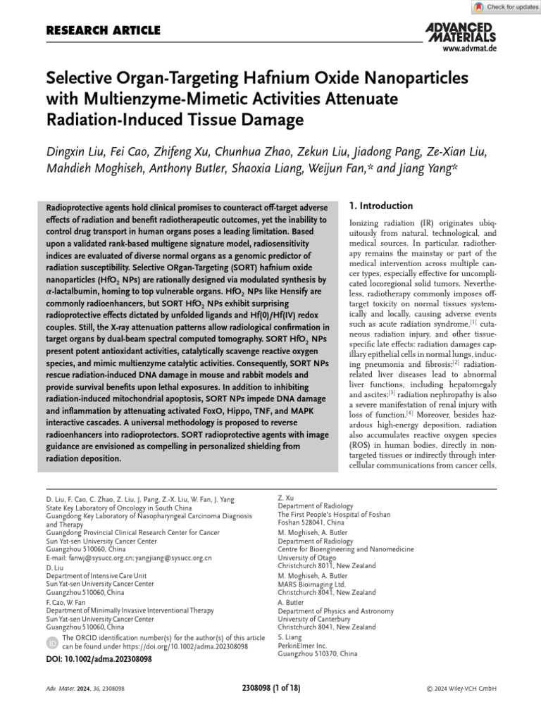 Advanced Materials - 2023 - Liu - Selective Organ Targeting Hafnium ...