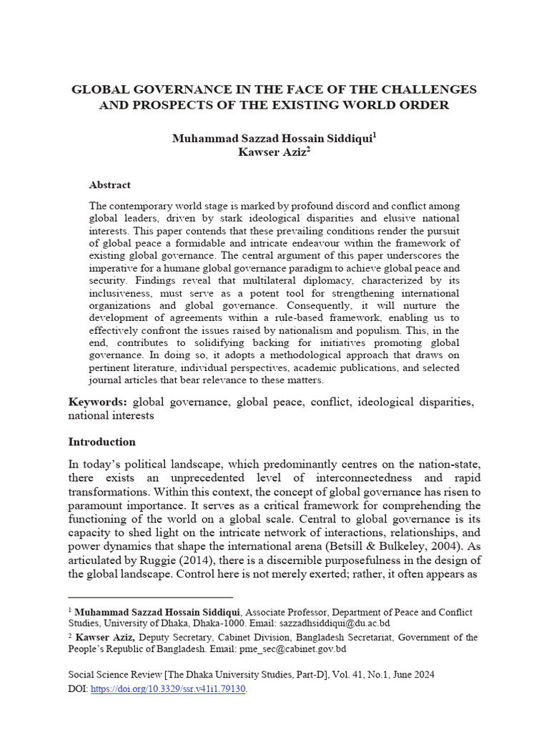 Global Governance in the Face of the Challenges An | PDF | Governance ...